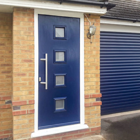 Fort Vertical Steel Side Hinged Garage Door in Signal Blue